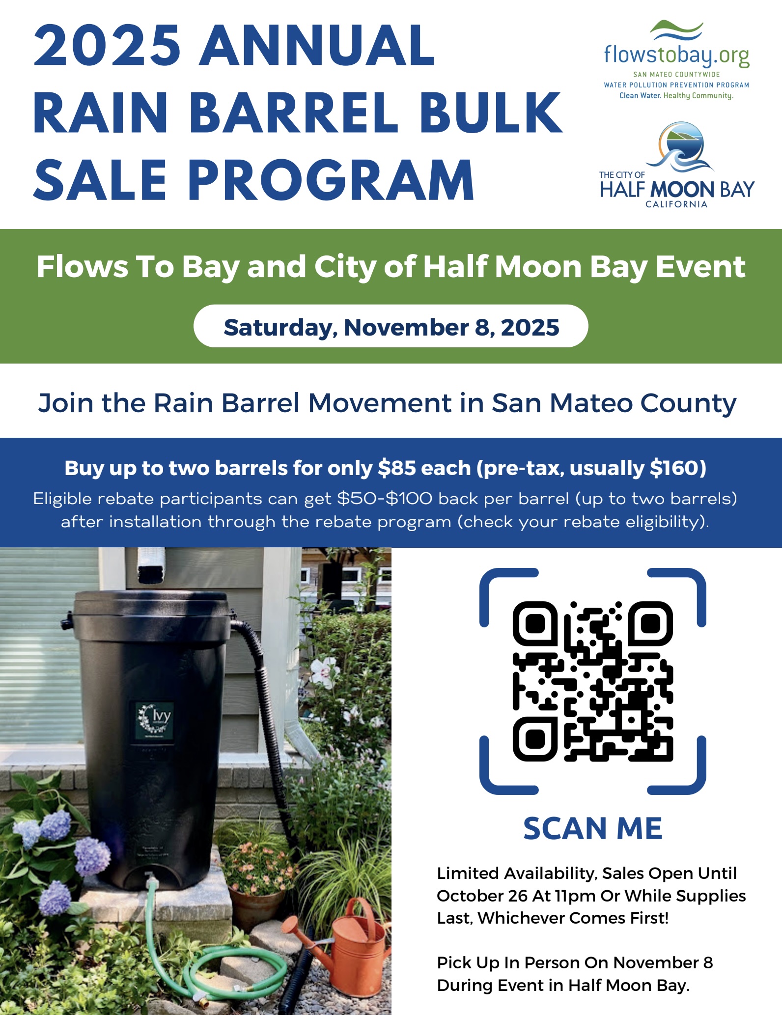 Order Now! 2025 Flows to Bay Rain Barrel Event on the Coastside ...